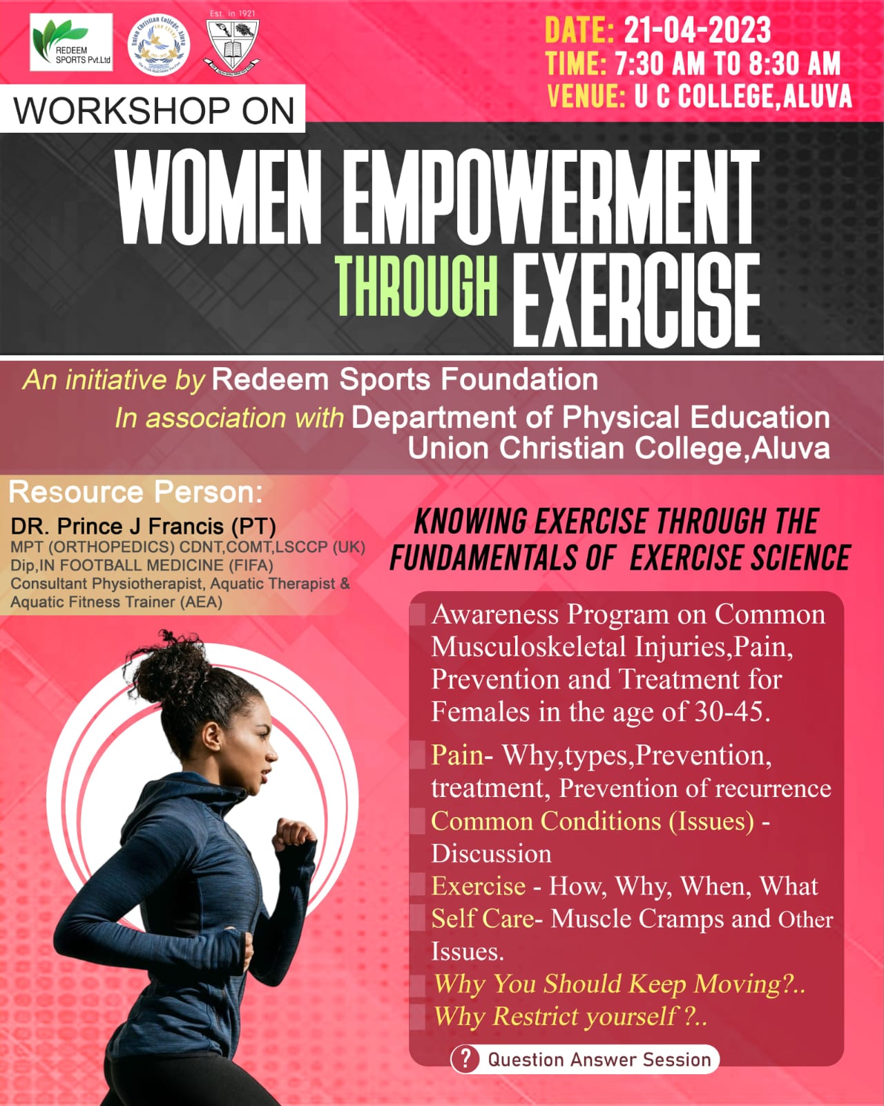 Women Empowerment through Exercise | Union Christian College Aluva