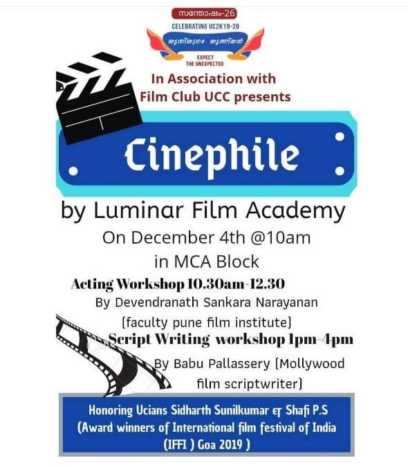 CINEPHILE- FILM MAKING WORKSHOP - Union Christian College Aluva | Union ...