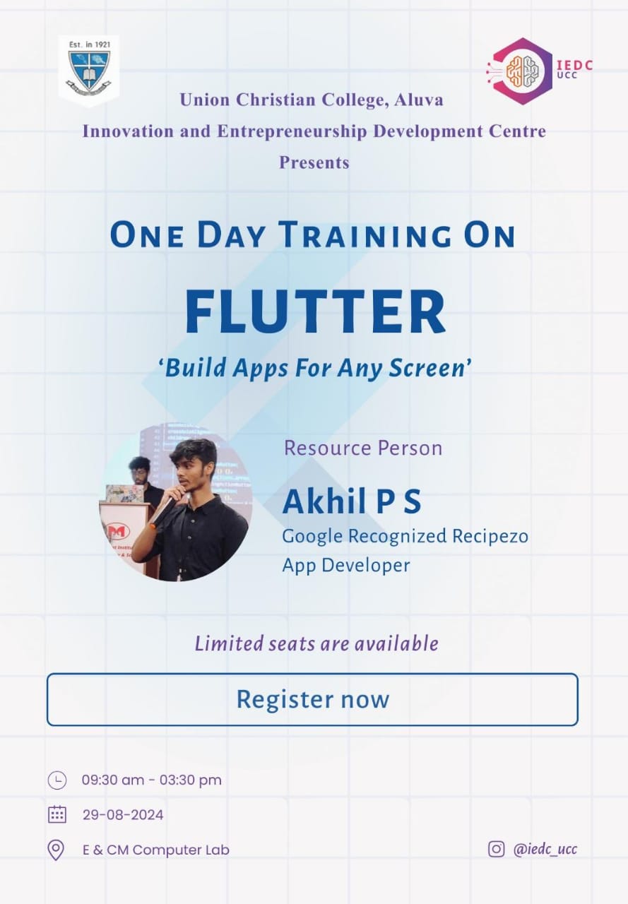 Flutter Workshop - Union Christian College Aluva | Union Christian College Aluva